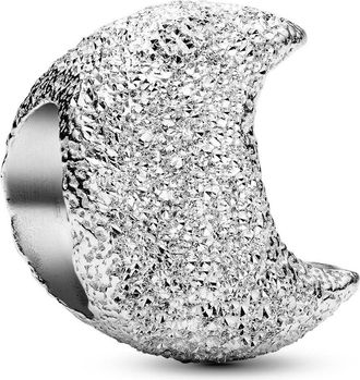 Pandora Moments Strukturierter Mond Mini-Charm aus Sterling Silber, Kompatibel Moments, 794054C00