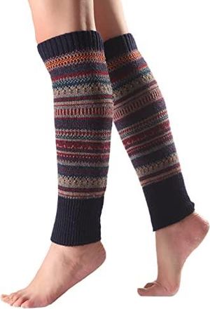 Generic Chaussettes chauffantes avec batterie 80 en maille c&ocirc;tel&eacute;e danse sport chaussettes dhiver semelles chauffantes, Marine, taille unique