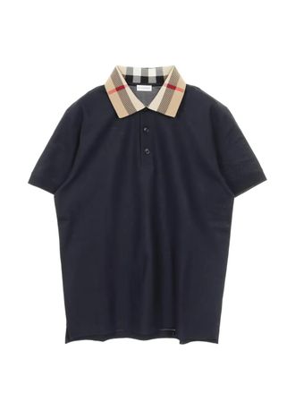 Burberry polo &agrave; col &agrave; carreaux (ann&eacute;es 2020) - Bleu
