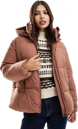 Vero Moda Kurze, wattierte Jacke in der Farbe Spice mit Kapuze-Rot