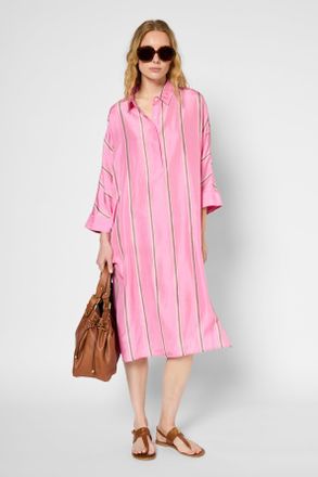 Gerard Darel Robe chemise en soie à rayures - PINA - Rose vif
