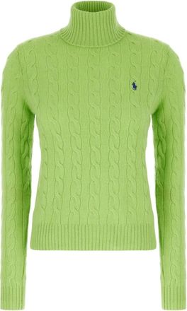 Polo Ralph Lauren Femme, Pulls, Vert, Taille: 38 FR Pull Col Roul&eacute; En Maille C&ocirc;tel&eacute;e Laine et Cachemire