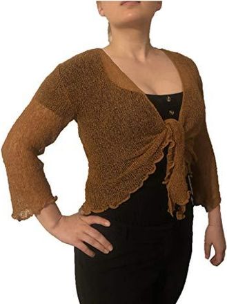 EXCLUSIVE Boléro court en tricot uni pour femme - Coupe massive, caramel, Taille Unique