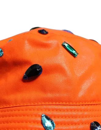 Dolce & Gabbana Womens Crystal-Embellished Bucket Hat Orange Cotton Elastane