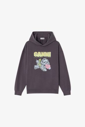 Ganni gemischt Dunkelgraue Kapuzenpullover mit Welpenprint Bio-Baumwolle - Gr&ouml;&szlig;e XXS/XS