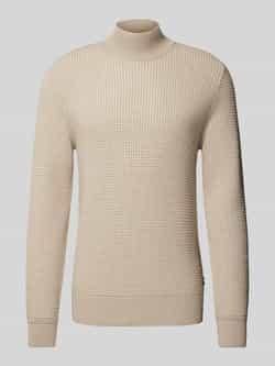 HUGO BOSS Strickpullover mit gerippten Abschl&uuml;ssen