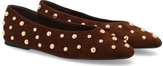 Shoes & Blues Ballerine &eacute;l&eacute;gante avec clous m&eacute;talliques design moderne. Id&eacute;ale pour femme saison automne hiver., caf&eacute;, 38 EU