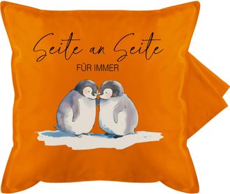 Shirtracer Kissenbezug - Kissen - Seite an Seite f&uuml;r immer Pinguine Geschenk Paar Geschenke Valentinstag P&auml;rchen Geschenke Weihnachten Paar Geschenk f&uuml;r Verliebt