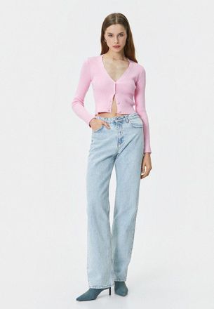 Koton Cardigan Koton Gerippter Crop-Cardigan Viskose