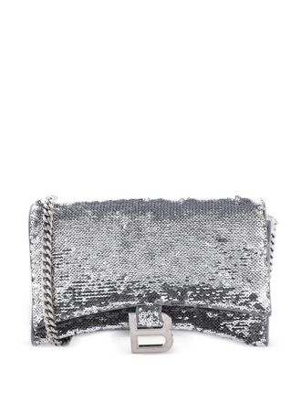 Balenciaga Hourglass Chain Wallet Leather with Sequins crossbody bag - Argent