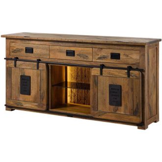 Massivmoebel24 Sideboard Mango / Altholz 180x45x90 natur lackiert railway lux 102