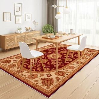 Generic Tapis Imprim&eacute; Fleurs Vintage Branches entrelac&eacute;es pour Salon Chambre D&eacute;coration de la Maison - Rouge Flanelle Antid&eacute;rapante Tapis Salon de Sol paillas