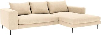 Studio Copenhagen home24 Ecksofa mit Longchair Small Beige/Beige Webstoff Caya 275 x 83 x 170cm Longchair davorstehend rechts Modern