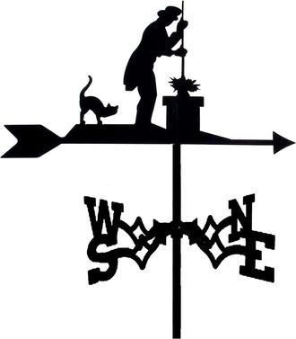 Generic Wetterfahne, Schornsteinfeger-Wetterfahne, Messwerkzeug, Schwarze Wetterfahne, Wetterhahn aus Edelstahl, Richtungsanzeiger für Garten, Terrasse, Hof, 