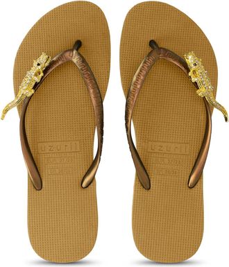 UZURII Slipper & Pantoletten - Zehentrenner Gold Crocodile Switch - Gr. 35,5 (EU) - in Braun - f&uuml;r Damen