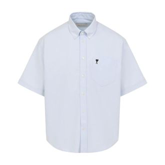 Ami Homme, Chemises, Bleu, Taille: XL Boxy Short Sleeve Shirt