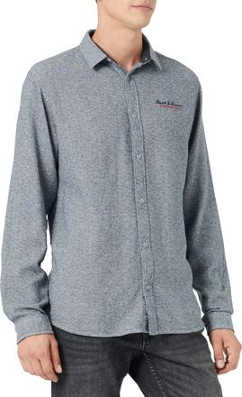 Jack & Jones Jack & Jones Mens JCOBERG Shirt LS Hemd, Navy Blazer/Detail:Melange, L