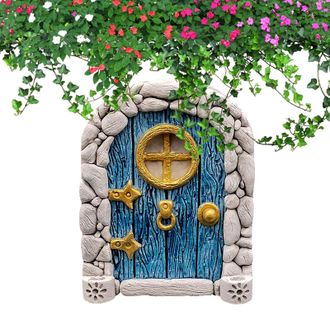 Generico Gartent&uuml;r - Miniatur-Set 10 cm, Mini-Eingang, mehrfarbig, dekorative Baumt&uuml;r f&uuml;r den Au&szlig;enbereich, skurriles Accessoire | Miniaturt&uuml;ren, Haus, Hof