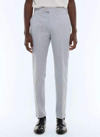 Fursac Pantalon ajust&eacute; en seersucker &agrave; rayures - Taille 36 - Homme