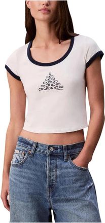 Calvin Klein Jeans Femme, Tops, Beige, Taille: 38 FR SS PM C Grphc SCP NK