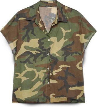 Fiorella Rubino Femme, Blouses et Chemises, Multicolore, Taille: 36 FR Chemise camouflage en coton