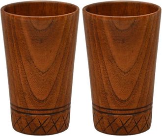 Generic Lipfer H&ouml;lzerne Tee Tassen 2 Pcs Japanische Style Tassen Handgefertigt Nat&uuml;rliche Holzwasserbecher Zum Trinken, Wein, Milch, Kaffeetasse K&uuml;chenbar Get