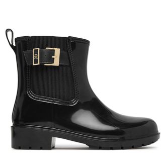 Tommy Hilfiger Gummistiefel Tommy Hilfiger Th Buckle Glossy Ankle Rain Boot FW0FW09543 Schwarz