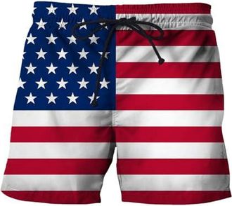 Generic Short de bain pour homme - Motif paysage d&eacute;t&eacute; - Drapeau national - Impression num&eacute;rique avec taille &eacute;lastique - Style d&eacute;contract&eacute; - Tendance - Short d