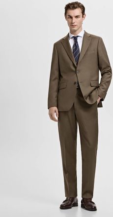 Mango Pantalon costume Tur&iacute;n 100 % laine marron - Homme - 38 - MANGO MAN