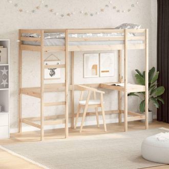 vidaXL Lit superpos&eacute; avec bureau 75x190 cm bois de pin massif