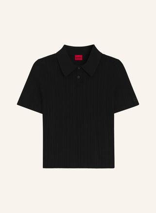 HUGO BOSS Hugo Strick-Poloshirt Sareplette schwarz