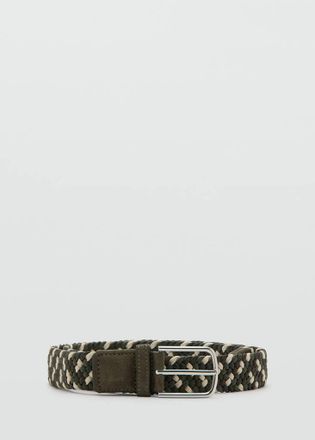 Mango Ceinture &eacute;lastique tress&eacute;e couleurs kaki - Homme - 100 - MANGO MAN