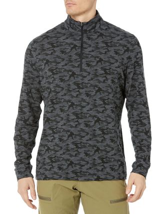 PGA TOUR Herren Luxe Wr Touch Camo Print 1/4 Zip Base Layer Golfhemd, Iron Caviar Htr, L