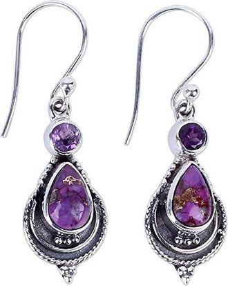 Generic Boucles doreilles Longues en Forme de Goutte deau Faux Violet Turquoise Boucles doreilles pour Filles Femmes Party PromTraitement Durable