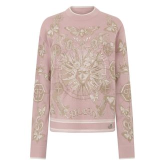 Philipp Plein Femme, Pulls, Rose, Taille: 40 FR Pull ras du cou Tatouage Papillon
