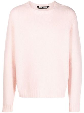 Palm Angels pull en laine m&eacute;lang&eacute;e &agrave; logo incurv&eacute; - Rose