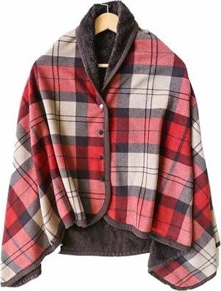 Generic Poncho Femme Hiver Chaud Chale Femme Hiver Chaud Cape Femme Effet enveloppant Cape Fonctionnelle Flanelle Absorbante Style Japonais Plaid Confort