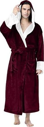 Generic Hommes Casual Solide Patchwork &Agrave; Capuche V&ecirc;tements Loisirs Cordon De Serrage Manches Trois Quarts Peignoir Pyjama Plaid Pyjama Pantalon Unisexe, RD1.,