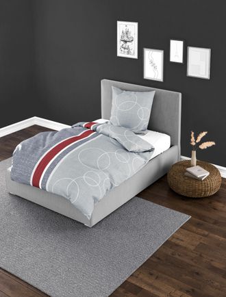 BIERBAUM Bettwäsche 6230, Renforcé, 100% Baumwolle, Designed in Germany, Grau 08, 155x220 + 80x80 cm, Komfortgröße