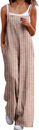 Generic Combinaison boh&egrave;me d&eacute;contract&eacute;e pour femme avec bretelles spaghetti extensible longue grande taille barboteuse pour femme taille 42 combinaison bandea