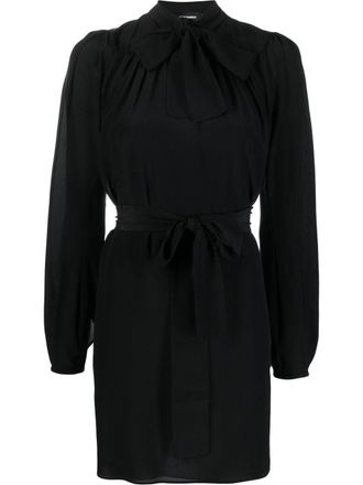 Dsquared2 robe courte en soie à col lavallière - Noir