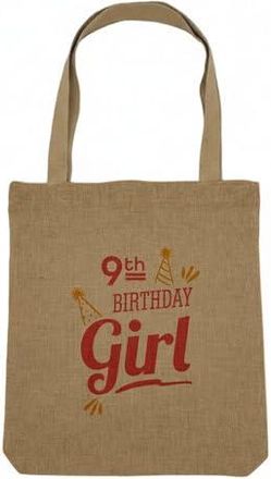 Fabulous Sac Shopping Tote Bag Aspect Lin - 9th Birthday Girl Celebration Kids Party Gift - Sac de Courses Toile Epaisse 360g Beige Naturel Cabas Port&eacute; Epaule 