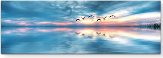 Paul Sinus Art Leinwandbilder | Bilder Leinwand 120x40cm Vögel in der Abenddämmerung am Meer