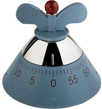 Alessi A09 Design Küchentimer, Thermoplastisches Harz, blau, 6 x 11 x 28.5 cm