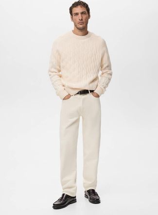Mango Pull en maille &agrave; torsades &eacute;cru - Homme - XXL - MANGO MAN