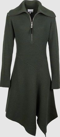 Ganni Robe Ribbed Merino Dark Green