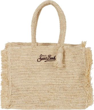 MC2 Saint Barth Femme, Sacs, Beige, Taille: ONE Size Mini Vanity Sac Franges en Raffia