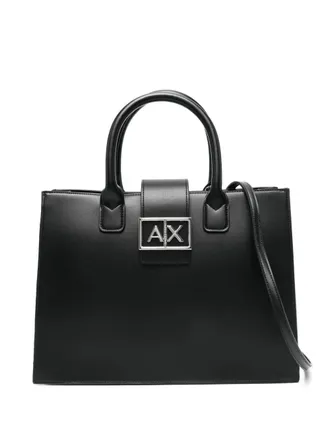 A|X Armani Exchange Handtasche mit Logo-Schild - Schwarz