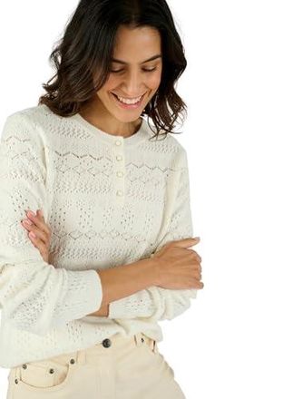 Damart Pull Maille Ajour&eacute;e Thermolactyl, Femme, Col Tunisien, Blanc Cass&eacute;, 42/44