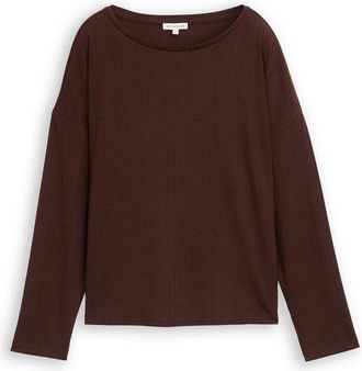 Tom Tailor Langarmshirt T-Shirt Loose Fit Langarmshirt mit Rippstruktur